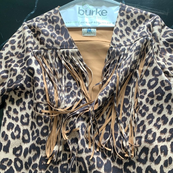 Vocal | Jackets & Coats | Vocal Leopard Print Cropped Fringe Jacket ...